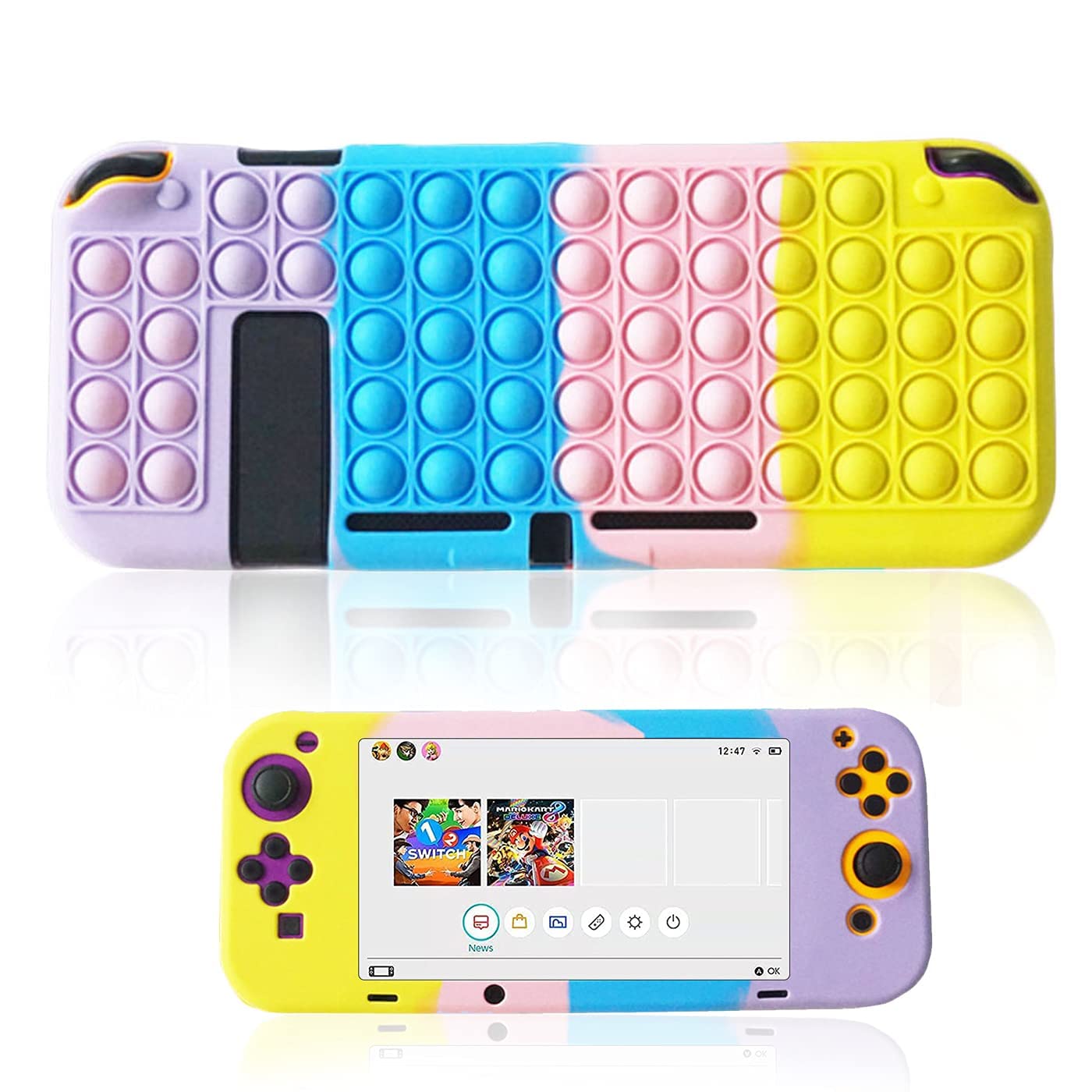 YB-OSANA Pop Bubbles Protective Case Compatible with Nintendo Switch Silicone Protective Case for Switch Cute Pop Protective Cover for Girls Boys