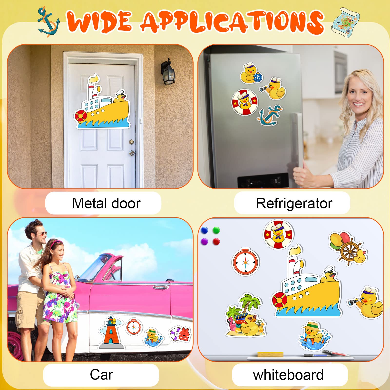 Xuhal 12 Pieces Duck Cruise Door Decorations Funny Cruise Door Magnets Duck Fridge Magnet Reusable Duck Magnetic Stickers Decals for Ship Refrigerator Stateroom Carnival Car Birthday Kitchen Decor