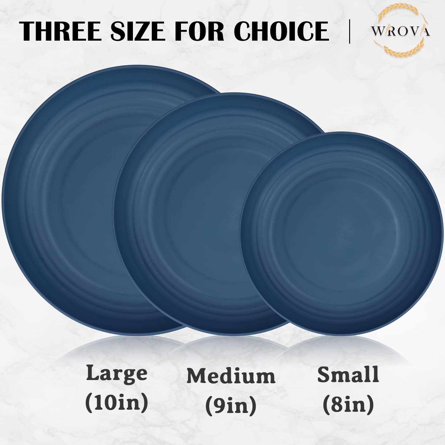 Wrova Wheat Straw Plates - 9 Inch Unbreakable Dinner Plates Set of 8 - Dishwasher & Microwave Safe Plastic Plates Reusable - Lightweight Plates for kitchen,camping (Colorful Series)