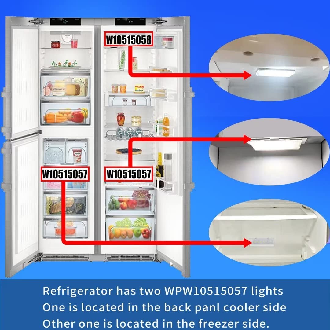 W10515057,W10398007 WPW10515057 AP6022533 PS11755866 LED Light Board Replacement for Whirlpool WRS325FDAM02 Refrigerator