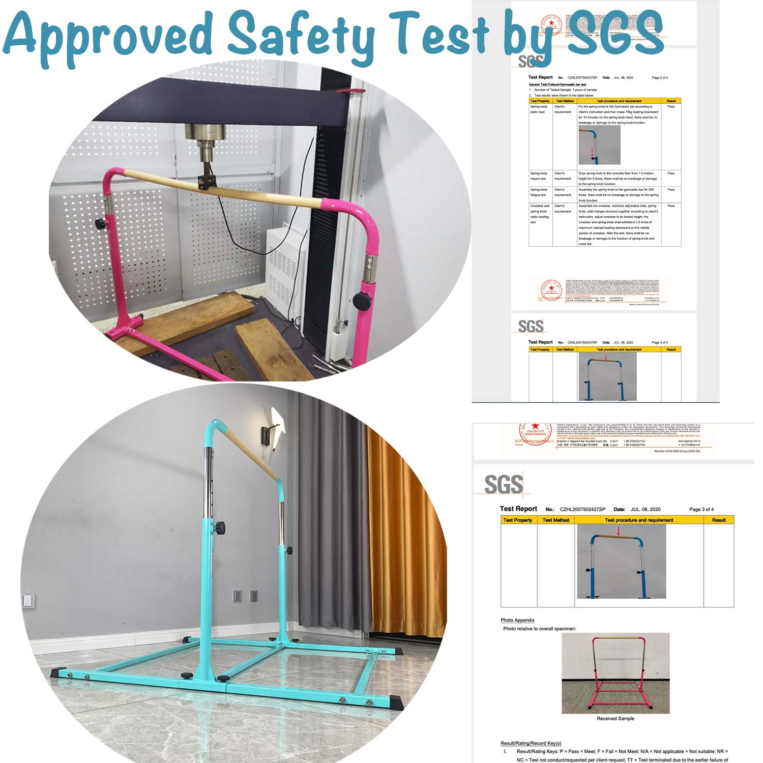 PreGymnastic Updated Gymnastics Bar-No Wobble Gymnastic Bar for Kids, Weight Limit 300 lbs, Gymnastics Kip Bar Adjustable Height