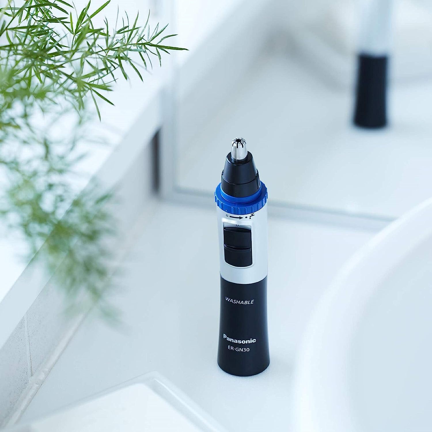 Panasonic ER-GN30-K Nose, Ear n Facial Hair Trimmer Wet/Dry with Vortex Cleaning System, Black