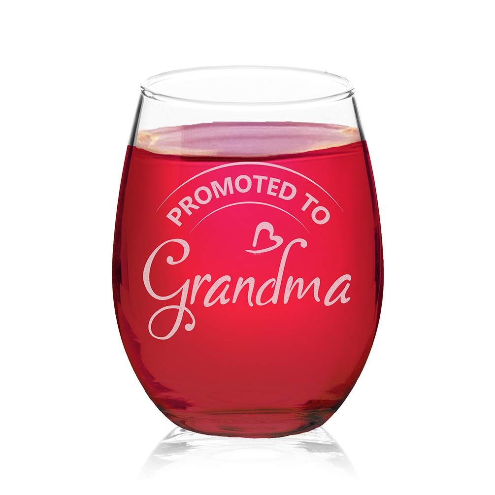 Veracco Promoted To Grandma Surprise Pregnancy Announcement Stemless Wine Glass Funny Birthday Mother's Day Gift For New Mom (Clear, Glass)