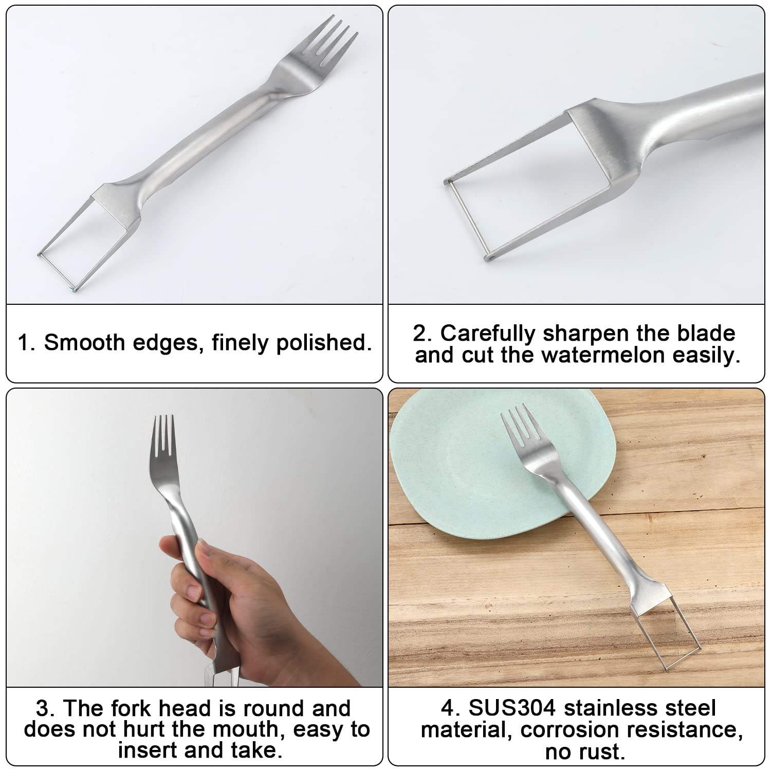 Watermelon Slicer Fork, Stainless Steel Watermelon Slicer Cutter Summer 2-in-1 Watermelon Fork Slicer Fruit Cutting Fork Tool