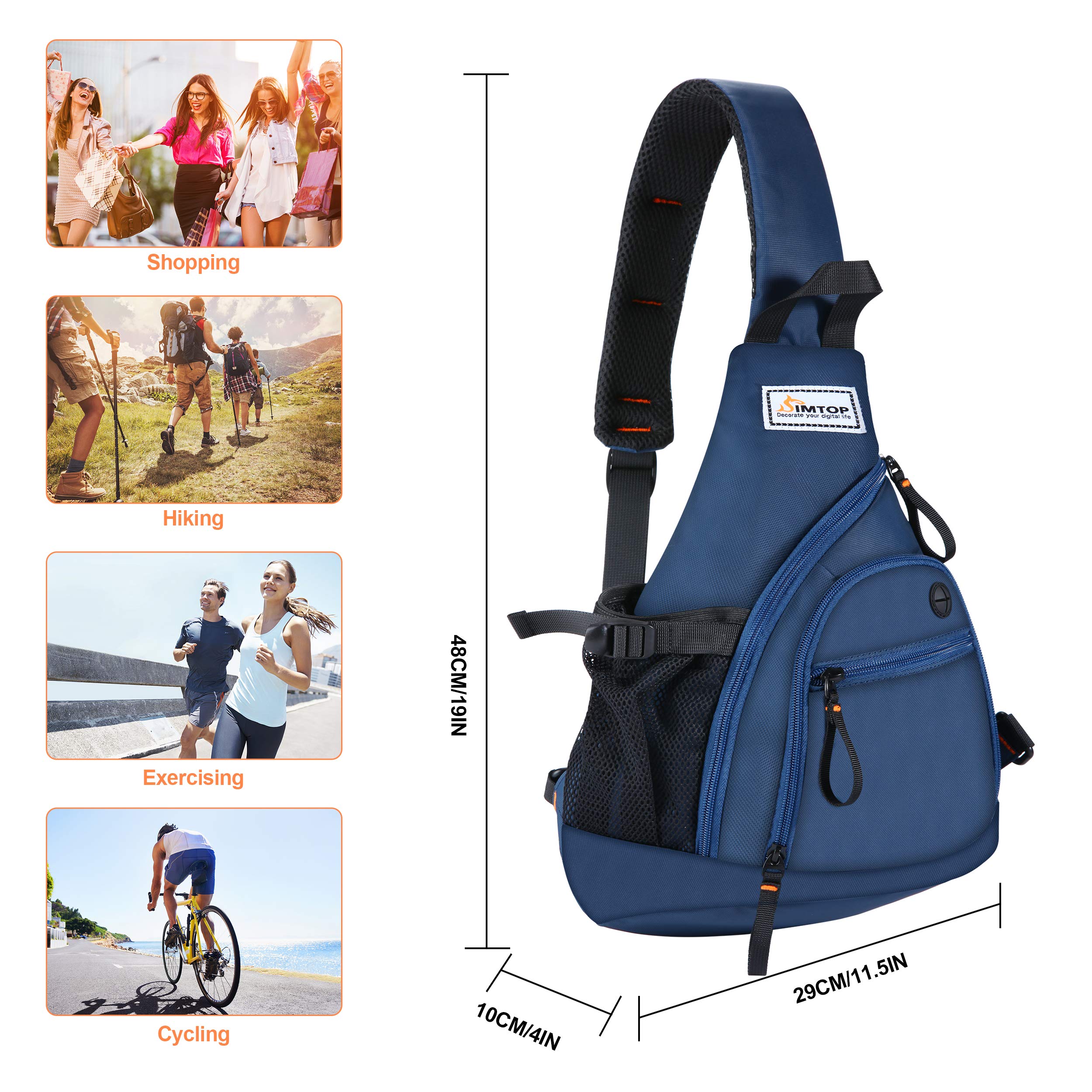 SIMTOP Sling Backpack Sling Bag Crossbody Daypack Casual Backpack Chest Bag Rucksack Crossbody Sling Backpack Sling Bag