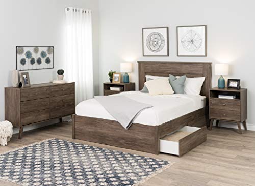 Prepac Milo 2-drawer Tall Nightstand with Open Shelf, Drifted Gray
