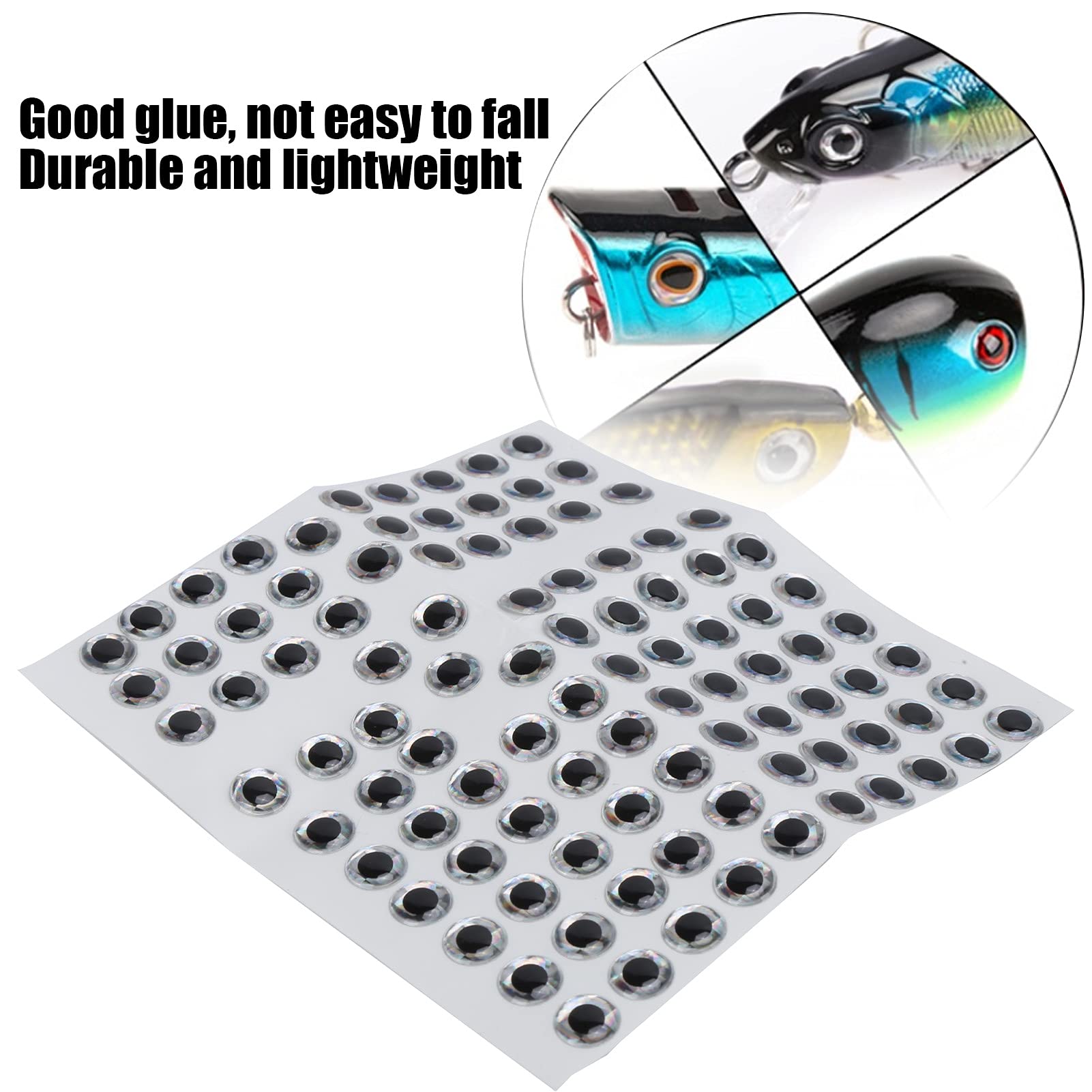 Yeuipea Fishing Lure Eyes,100Pcs Fish Eyes Stickers Artificial Simulation Fake Fishing Eyes Accessories for DIY Lures Making