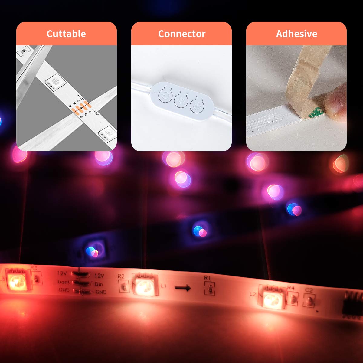 Sieke 32.8ft RGBIC LED Strip Lights WiFi Wireless Smart Phone Controlled LED Light Strip 5050 LED Lights Sync to Music Work with Alexa and Google Assistant