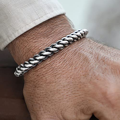 VY JEWELRY Heavy Power Big 12MM - 925 Solid Sterling Silver Cuff Bangle Bracelets β Made in Thailand
