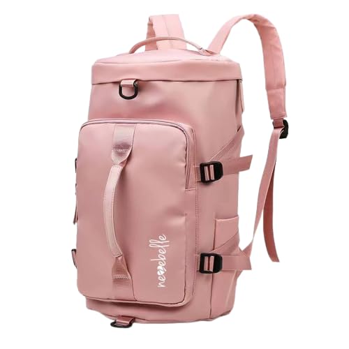 Nezebelle Gym Dance Cheer Sports Duffle Duffel Bag Women Men – Travel Backpack Shoe Compartment Waterproof Multi-Functional Large Capacity Durable Track Gymnastics Bag – Black, Blue, and Pink (Pink)