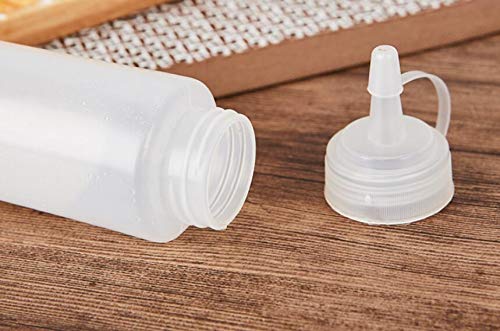 VASANA 3PCS 12oz/360ML Empty Refill Plastic Squeeze Sauce Condiment Bottles Mustard Storage Jar Pot Ketchup Vinegar Cream Honey Salad Dressing Bottle with Twist on Cap Lids for Home Kitchen Use