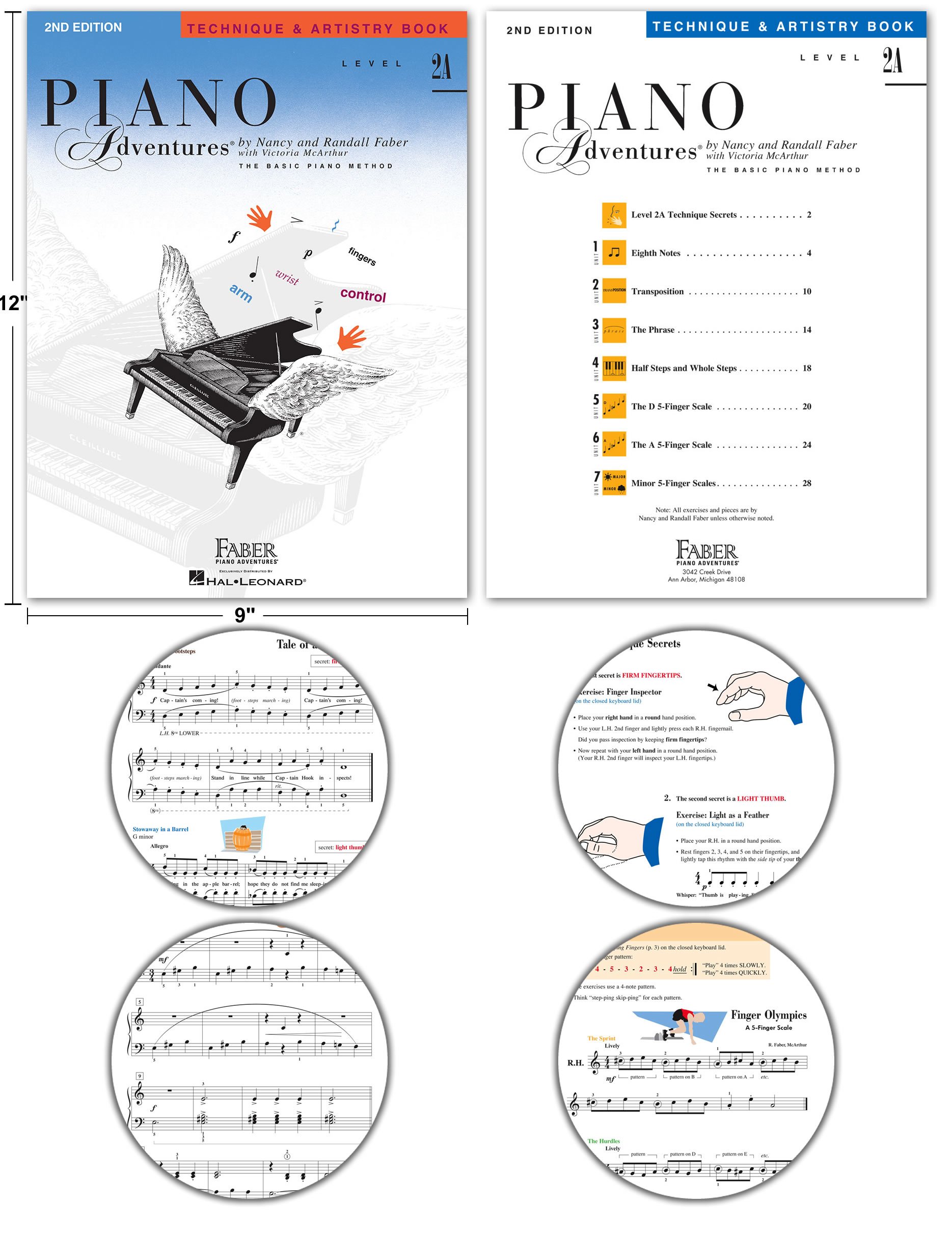 Piano Adventures Level 2A Learning Library Set By Nancy Faber - Lesson, Theory, Performance, Technique & Artistry Books & Juliet Music Piano Keys 88/61/54/49 Full Set Removable Sticker