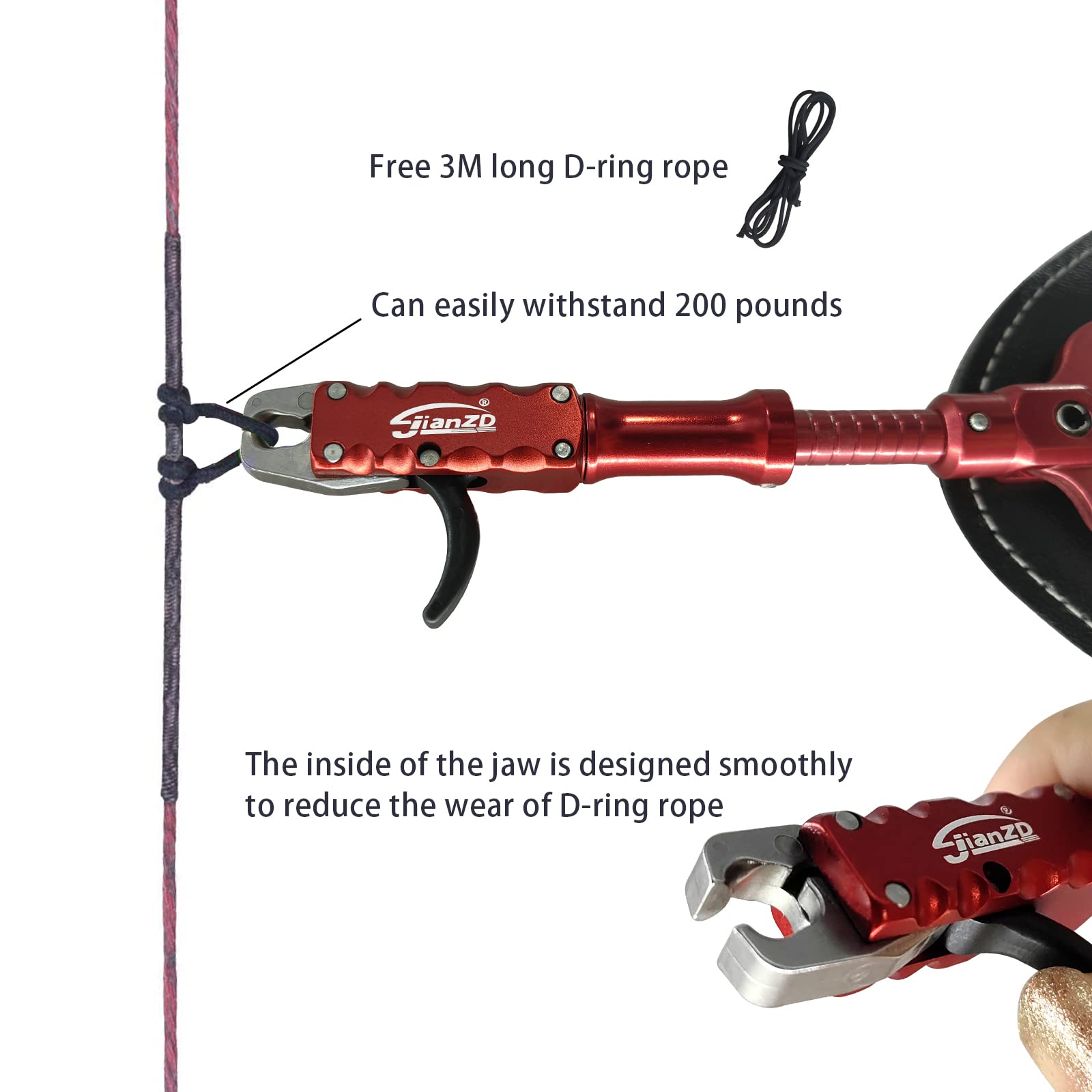 xxiaojun Adjustable Wristband Release, Index Finger Release, Composite Bow, 360 degree rotatable Jaws, Automatic Closure, Bow and Arrow Archery Accessories, Archery Release Aids (red)