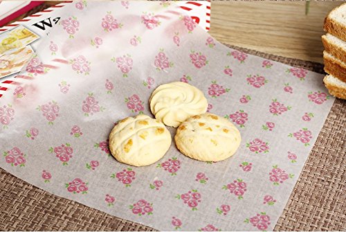 Wax Paper,Food Picnic Paper,50 sheets Grease Proof Paper,Waterproof Dry Hamburger Paper Liners Wrapping Tissue for Plastic Food Basket By Meleg Otthon(floral pattern)