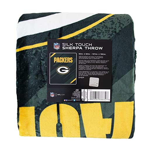 Northwest NFL Velocity Silk Touch Sherpa Throw Blanket, 50" x 60" Green Bay Packers
