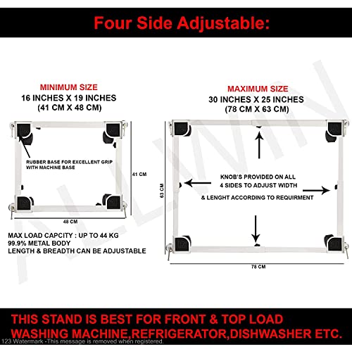 SK Traders TAFTA Heavy Duty Front/Top Load Washing Machine/Refrigerator Trolley Stand 99.9% Made of Metal (Weight Lift Upto 44Kg) Black