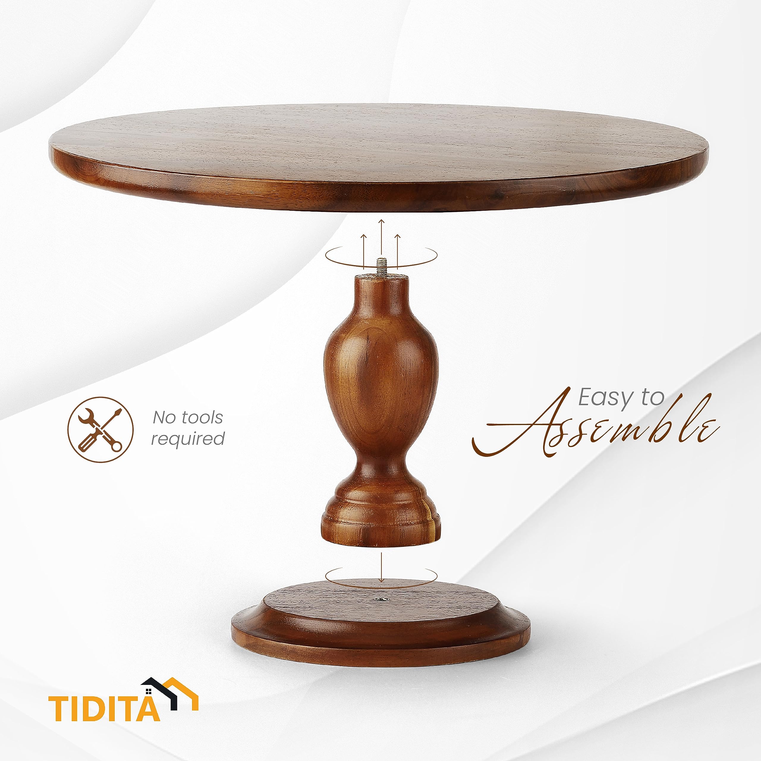 Tidita 13" Acacia Cake Stand Rustic β Cake Stands Wooden with 2 Icing Spatulas - Wedding and Birthday Cake Pedestal for Dessert Table - Cupcake Stand at Parties, Weddings, Restaurants ( Acacia Wood)