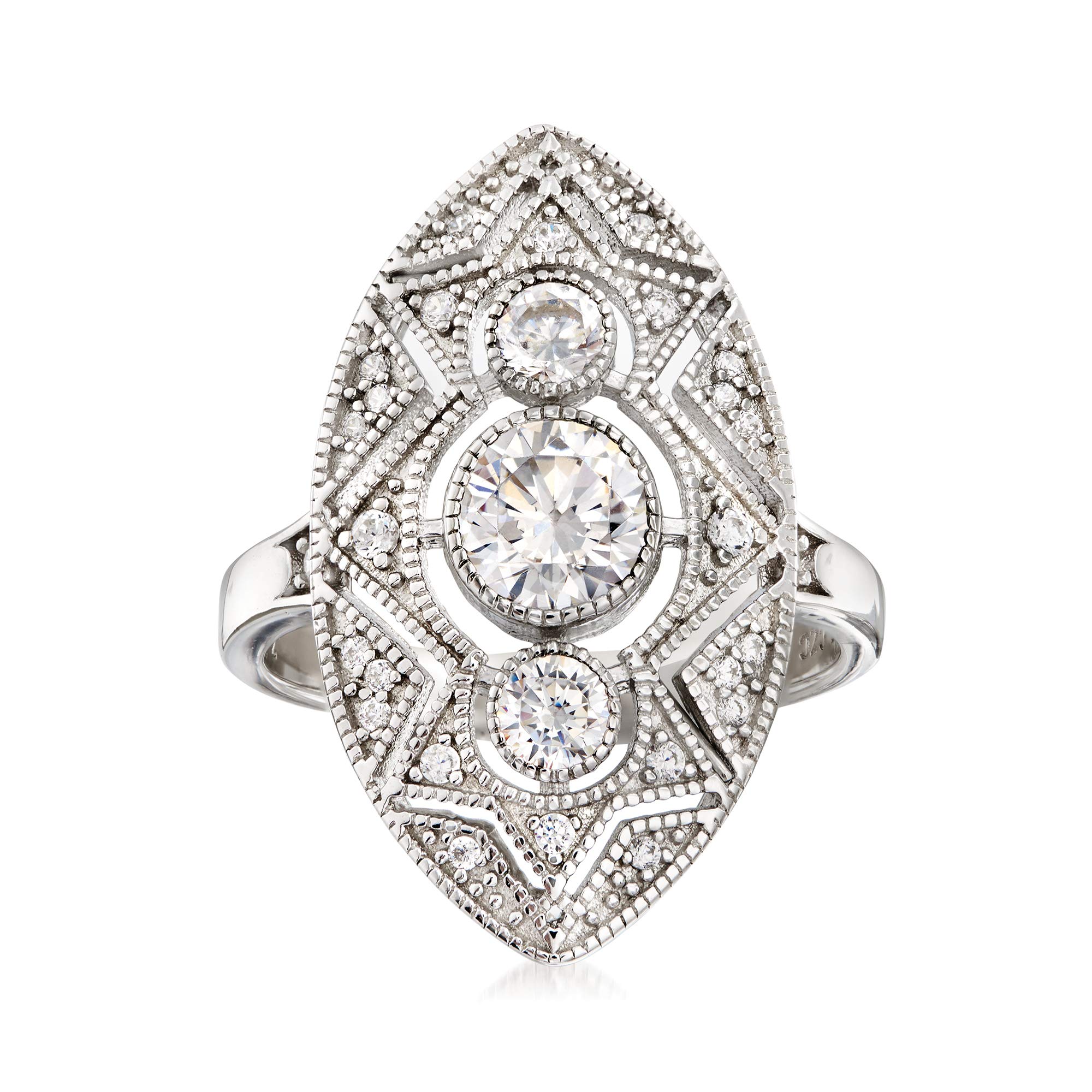 Ross-Simons 1.30 ct. t.w. CZ Trio Ring in Sterling Silver. Size 7