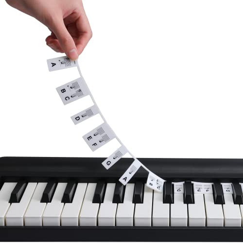 WQR Piano Keyboard Note Guides - Removable Piano Keyboard Note labels 88/61/54/49/37 Keys for Beginners, No Need Stickers, Reusable & Portable, Comes with Box(Colorful)