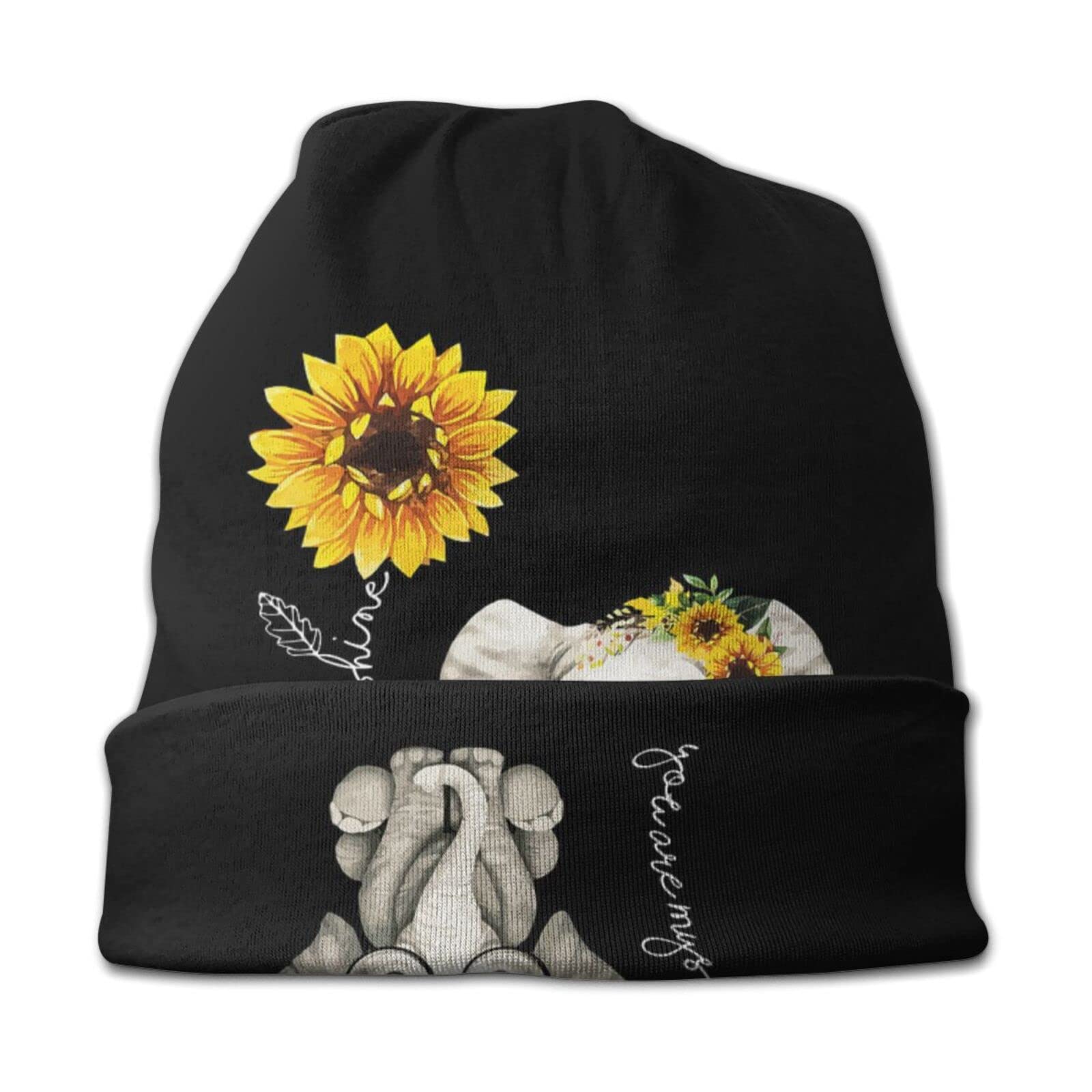 Sunflower Elephant Beanie Hat Cap Keep Warmknit Stocking Cap Slouchy Headwear for Men and Women