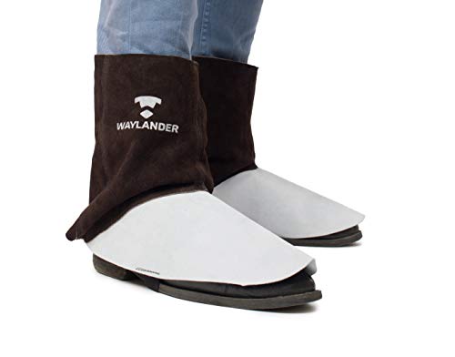 Waylander Leather Welding Spats - Cowhide Leather Shoe Boot Protectors Covers - Kevlar Stitched Low Top Gaiters with Elastic Band - SC0206