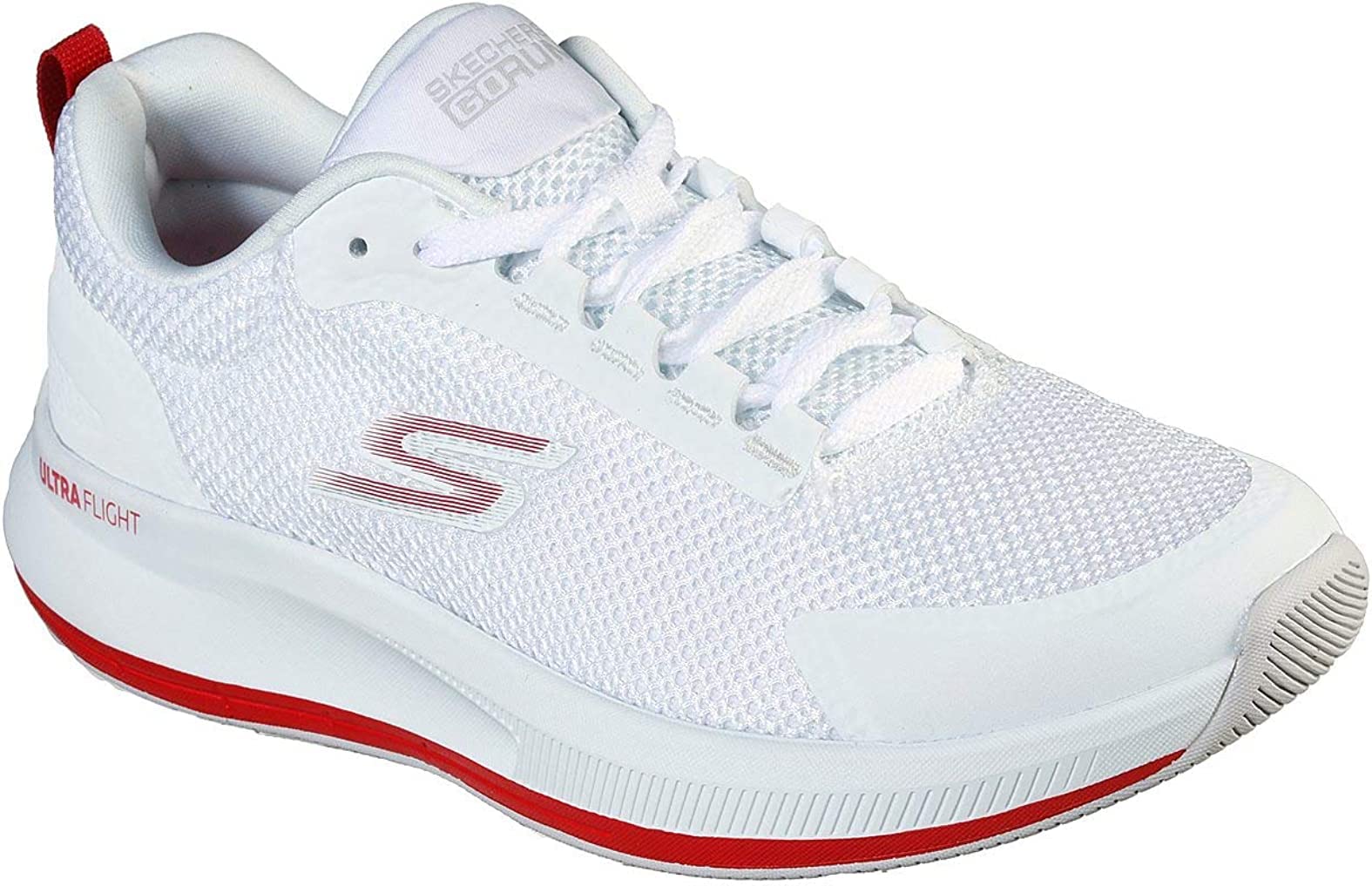 Skechers Women's GO Run Pulse - Validate Running Shoe, White/Red, 10