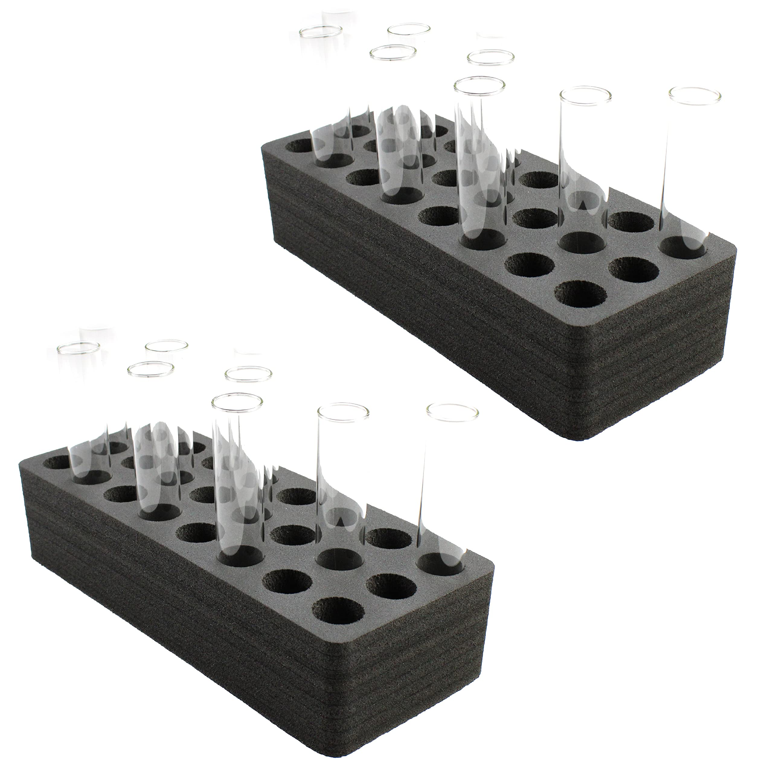 Polar Whale 2 Test Tube Freezer Racks Durable Black Foam Storage Holder Organizer Stand Transport Holds 24 Tubes Fits up to 30mm Diameter