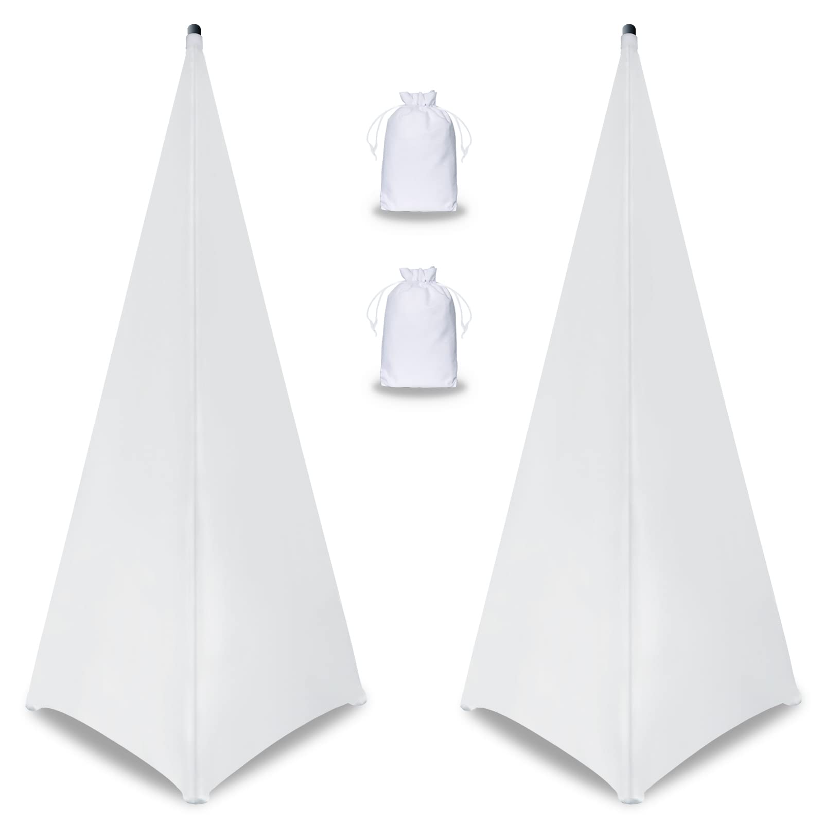 Wakult Speaker Stand Cover-Dj Speaker Covers Compatible with Most Adjustable Tripod Speaker Stand,Speaker Stand Scrim 360 Degree Cover with Free Travel Bag (Two Pack-White)