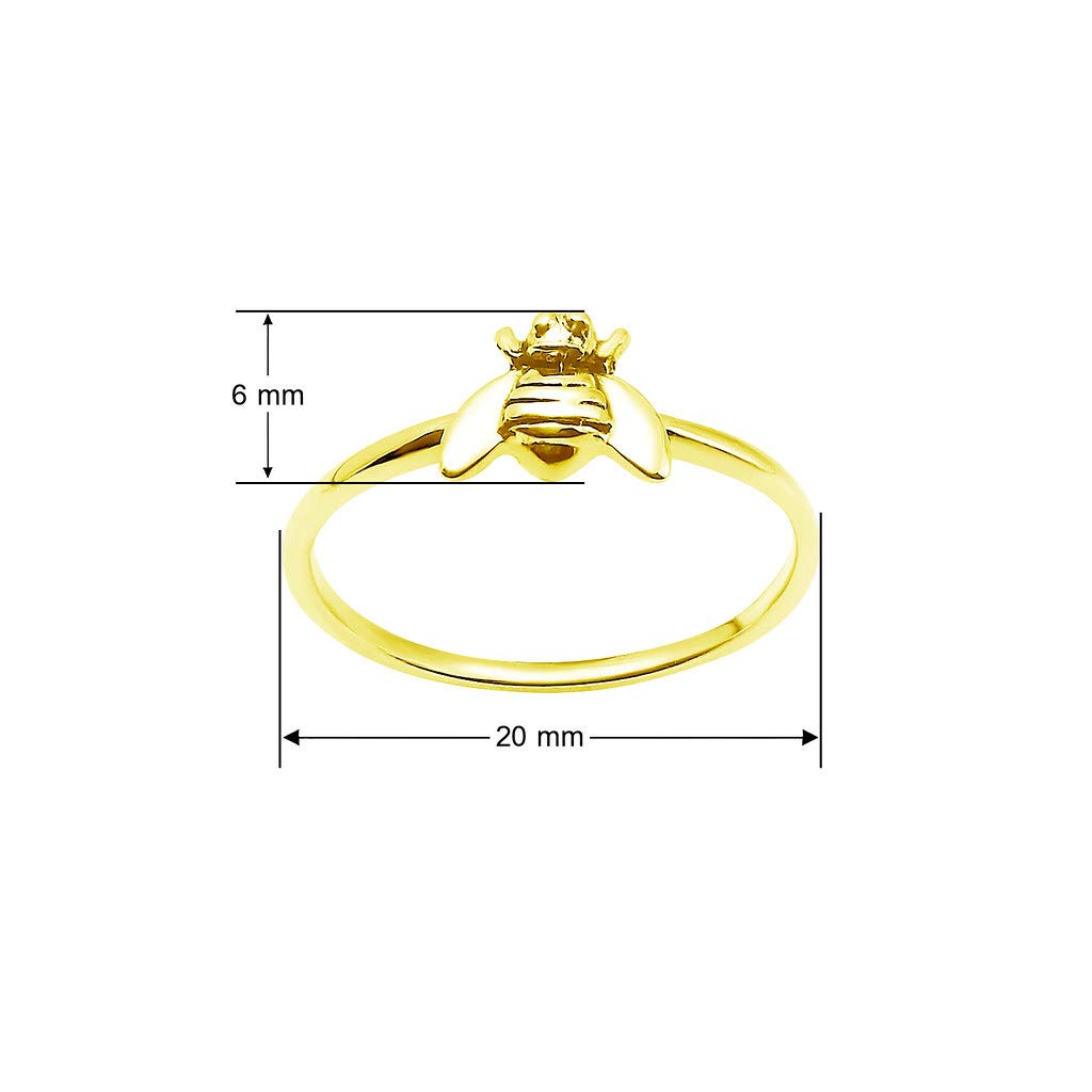 SILVERLINE JEWELRY 925 Sterling Silver Gold Overlay Dainty Honey Bee Ring, Size 9