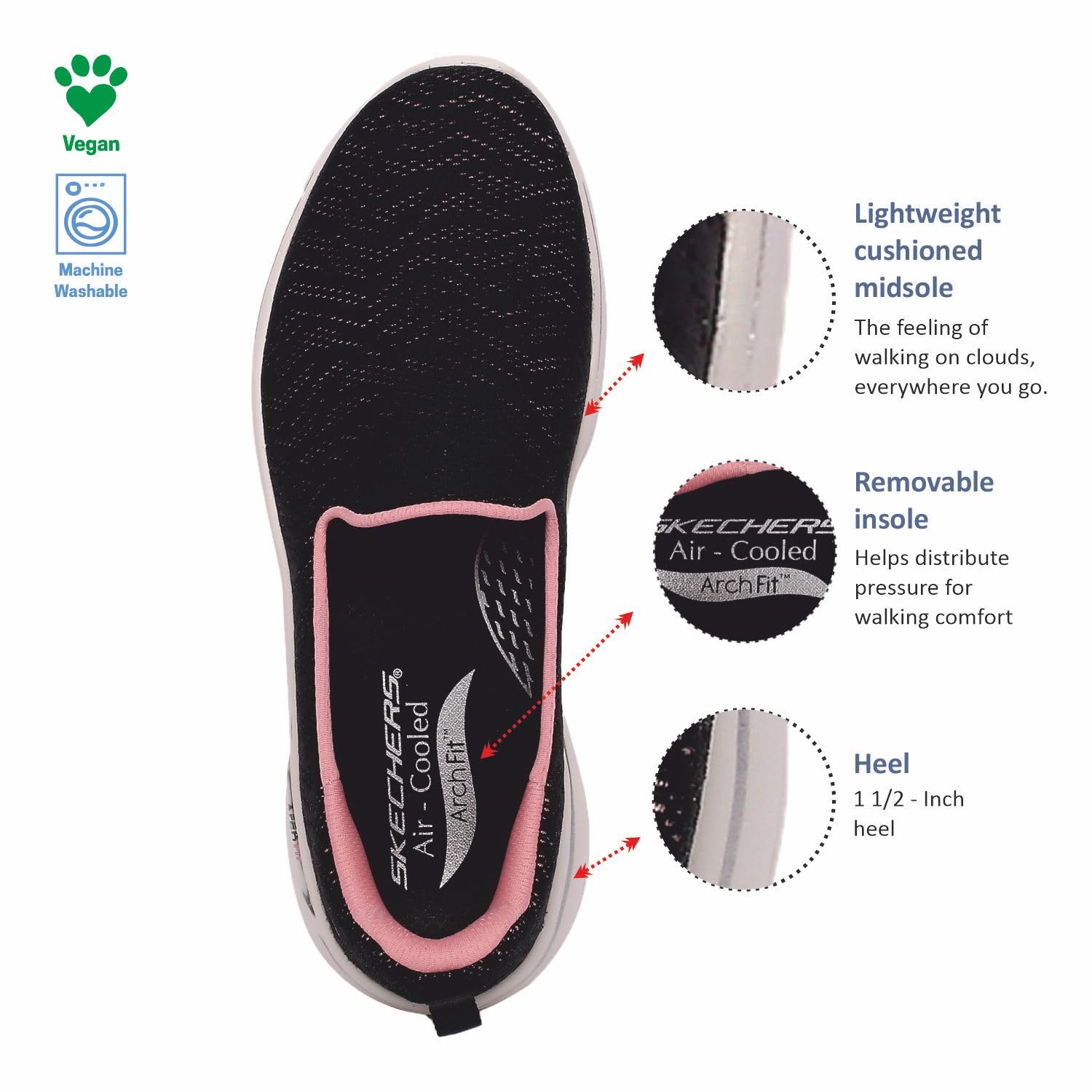 Skechers-Womens-GO Walk Arch FIT - O-Walking Shoes, Black, 4 UK (7 US)