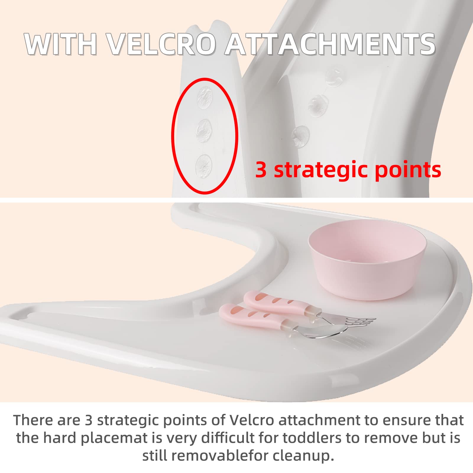 Smooth High Chair Hard Tray Mat Placemat for Stokke Tripp Trapp Chair - Solves Suction Plate Adhesion Issues with Sticky Dots
