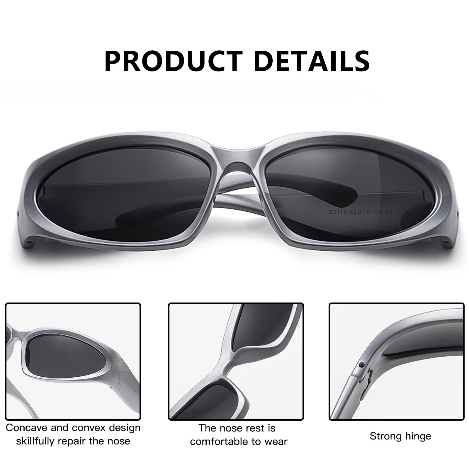 Y2K Wrap Around Sunglasses for Women Men Trendy Future Technology Sense Design Sun Glasses UV Protection