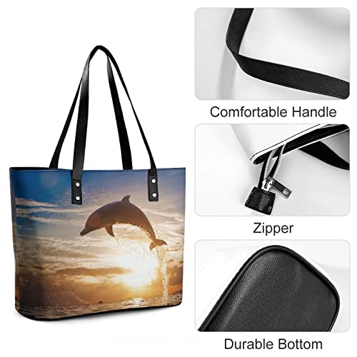 Womens Handbag Dolphin Leather Tote Bag Top Handle Satchel Bags For Lady