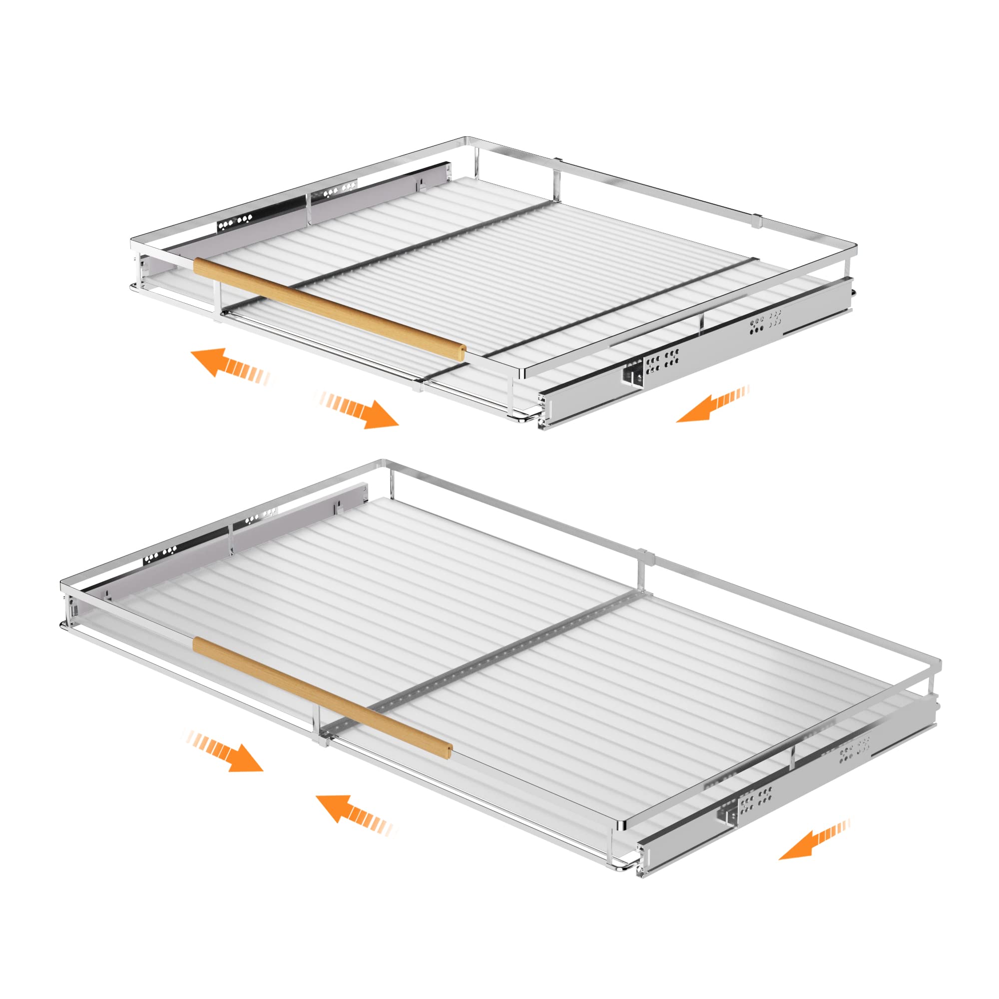 SANNO Expandable Pull Out Drawer Organizer and Storage, Cabinet Pots Pans Organizer Sliding Shelf Under Sink Shelf, Expandable Slide Out Shelves for Home, Kitchen, Bathroom, Pantry, Closet(2pack)