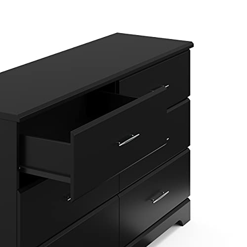 Storkcraft Brookside 6 Drawer Double Dresser (Black) β GREENGUARD Gold Certified, For Nursery, Kids Organizer, Chest of Drawers