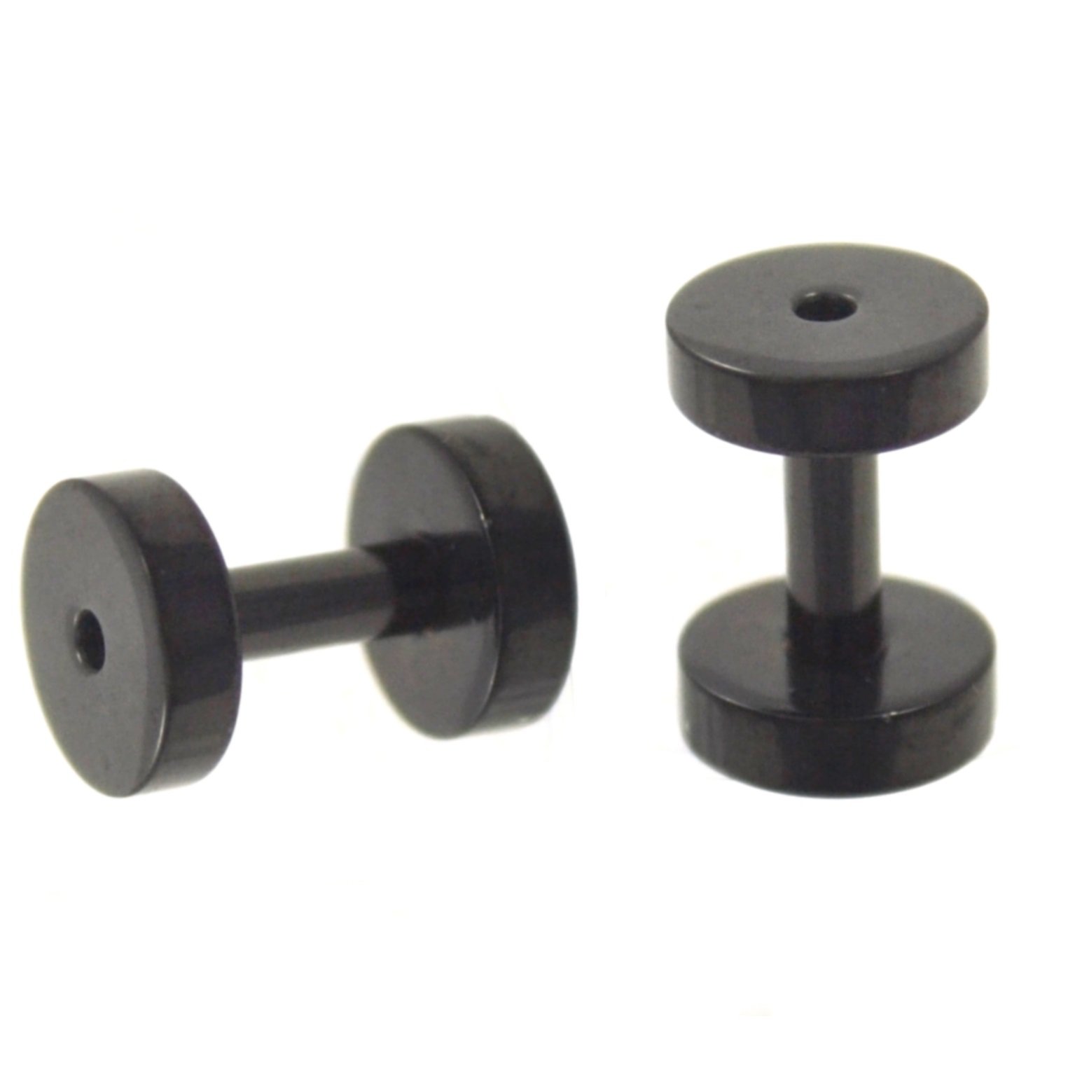 Pair (2) Black Titanium Plated Screw Fit Ear Plugs Tunnels Gauges- 10G 2.5MM