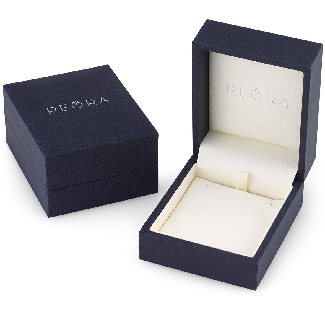 PEORA 14K White Gold 2.61 Carats Created Blue Sapphire with Genuine Diamond Ring, AAA Grade Cushion Cut 9x7mm, Comfort Fit