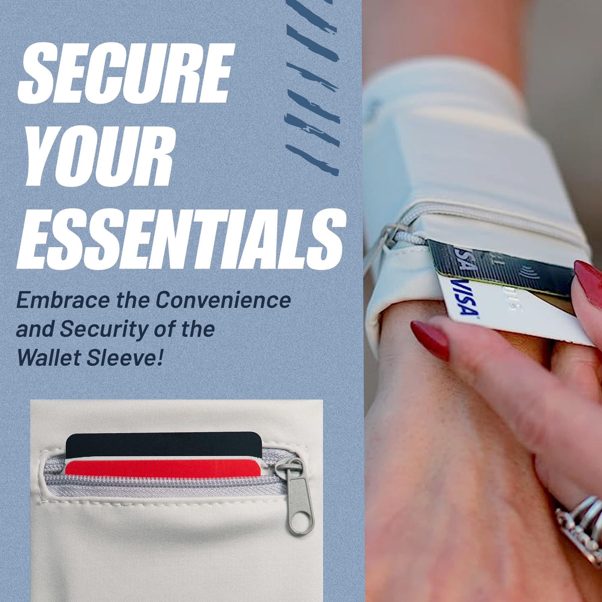 Wallet Sleeve, 3 Pack Wristband, Lightweight Wallet Wristband for Running, Hiking, Workout, RFID Zipper Pouch for Cash, Cards and Small Essentials