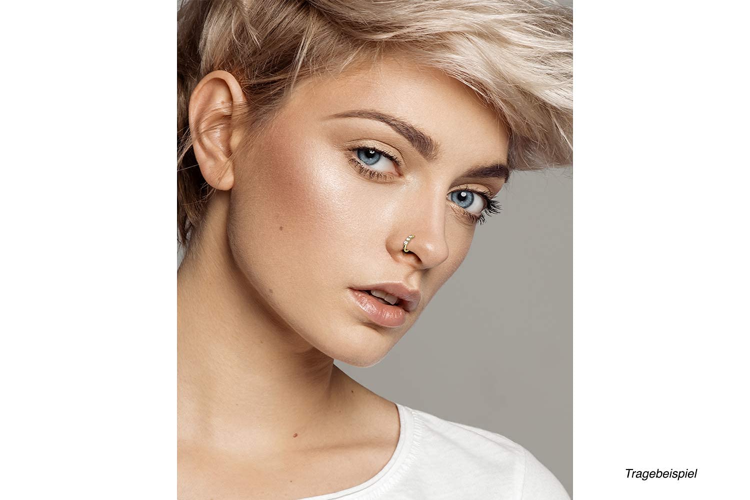 PIERCINGLINE 20G Surgical steel 316L nostril piercing jewelry | 3 BIG CRYSTALS | nose stud L-shaped