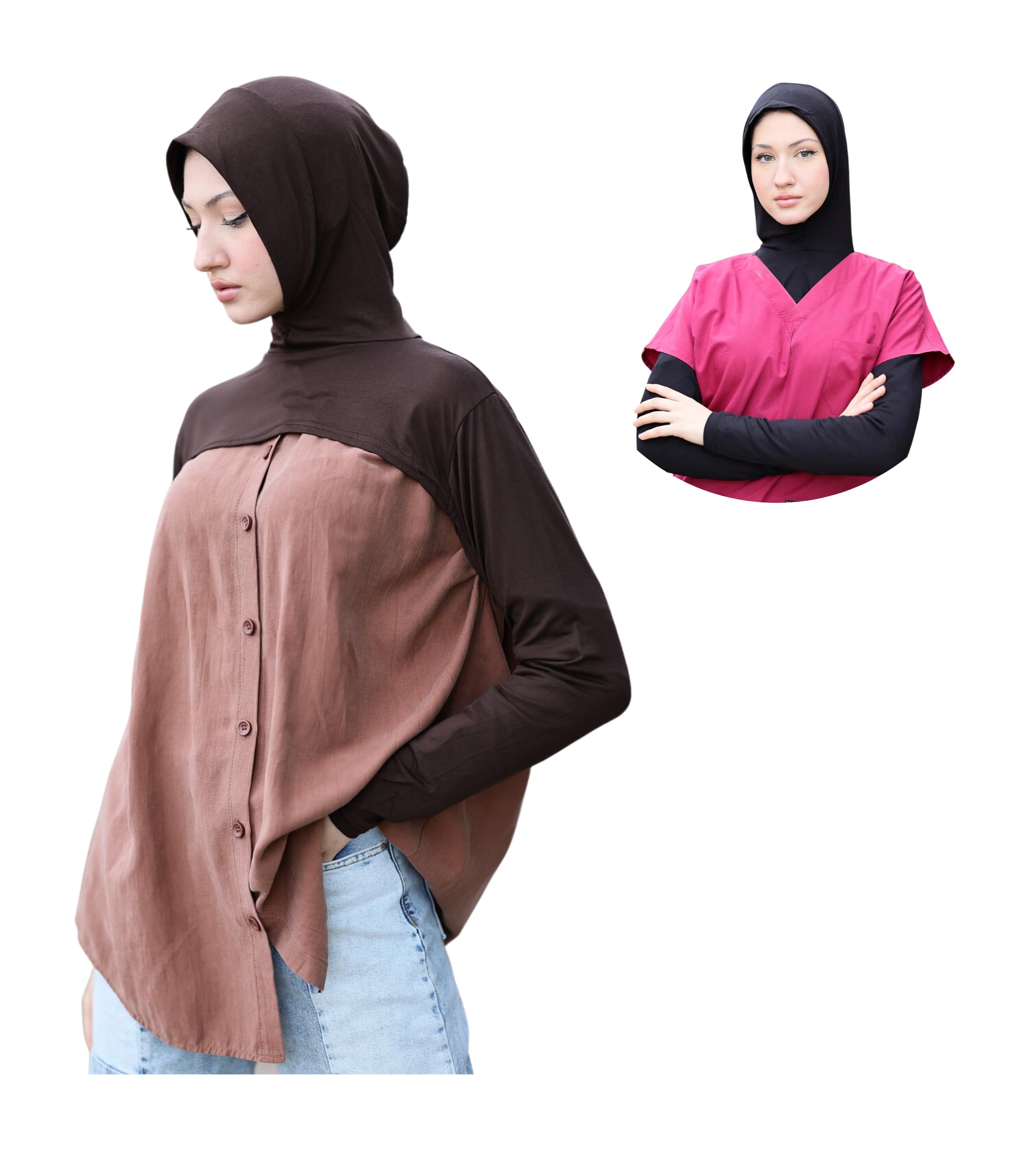 para life Hijab With Shrug-Arm Sleeve With Hijab-Hijab&Armsleeve|Shrugs For Women-Arm Sleeve|Arm Sleeves For Women-Hijab Undercap (Hijab With Shrug, Brown)