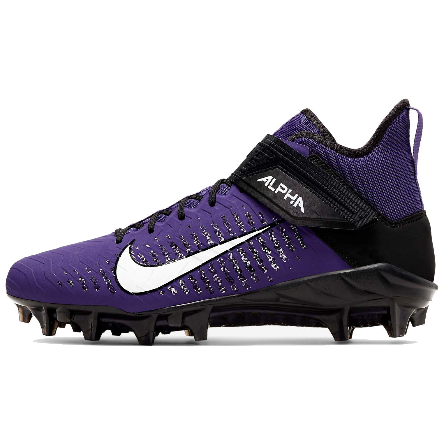 Nike Men's Alpha Menace Pro 2 Mid Football Cleats (Court Purple/White-Black, Numeric_15)