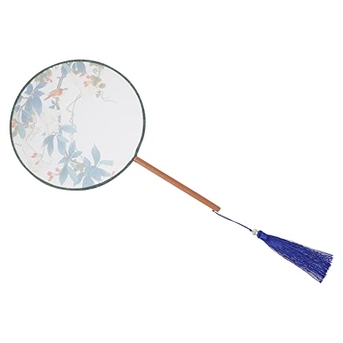 wrtgerht Chinese Round Fan Ancient Hand Fan Translucent Silk Fan Vintage Embroidery Hand Circular Fan Silk Dance Fan Wedding Supplies