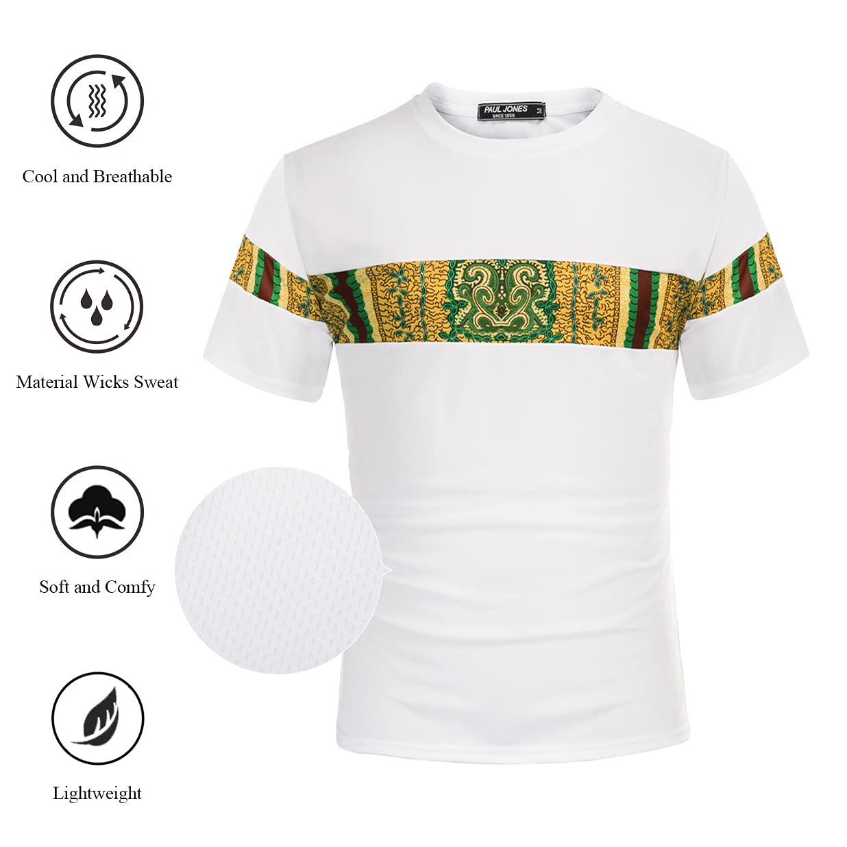 PJ PAUL JONES Mens Casual T Shirts and Shorts 2pcs Set Summer Printed Outfits