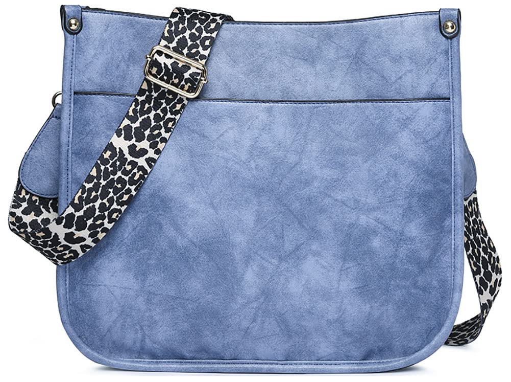 Women Crossbody Shoulder Bags Vegan Leather Hobo Bag Purse Bucket Bag with Leopard Guitar Strap