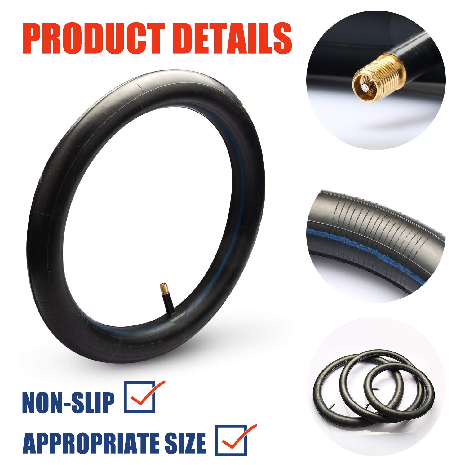 Ponwec Stroller Inner Tire Tube for BOB Gear with 1 Front&2 Rear Wheel Tire Tubes Which Diameters are 12" and 16",Heavy Duty Inner Tube Replacement with 2 Crowbars Fit Most of Strollers & Baby Jogger