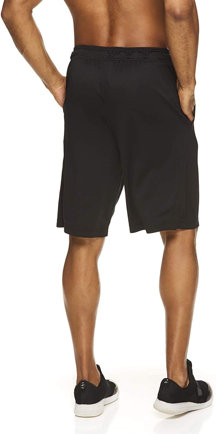 Reebok Men's Mesh Basketball Gym & Running Shorts w/Elastic Drawstring Waistband & Pockets - Point Guard Black, Large