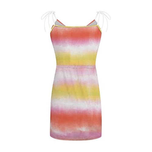 Womens Long Skirts for Summer Jean Women Sexy Dress V Neck Striped Drawstring Sets Swing Sling Strap Sleeveless Orange