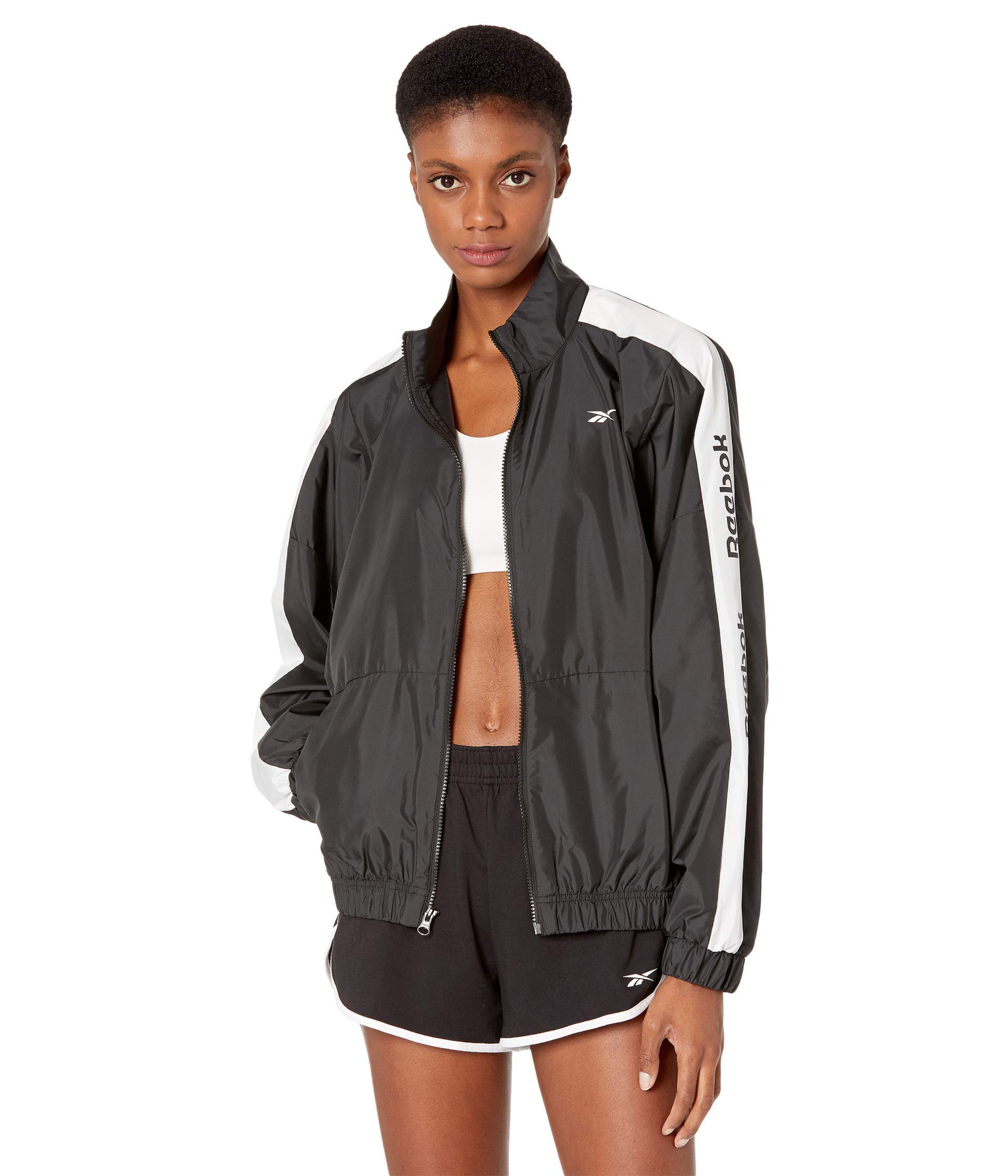Reebok Training Essentials Linear Logo Full Zip Jacket, Black/White, XL