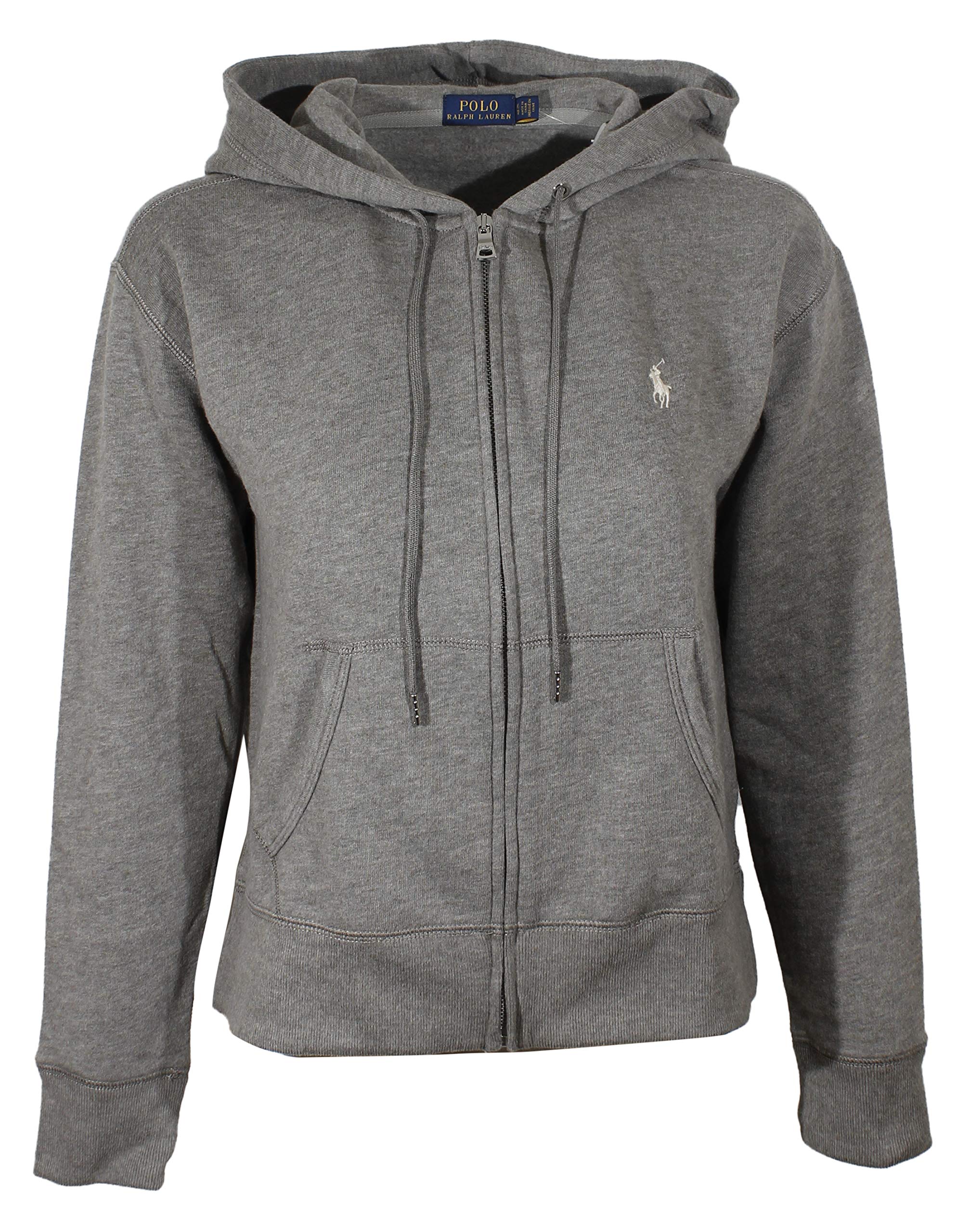 Polo Ralph Lauren Womens Full Zip Hoodie (X-Large, Grey (White Pony))