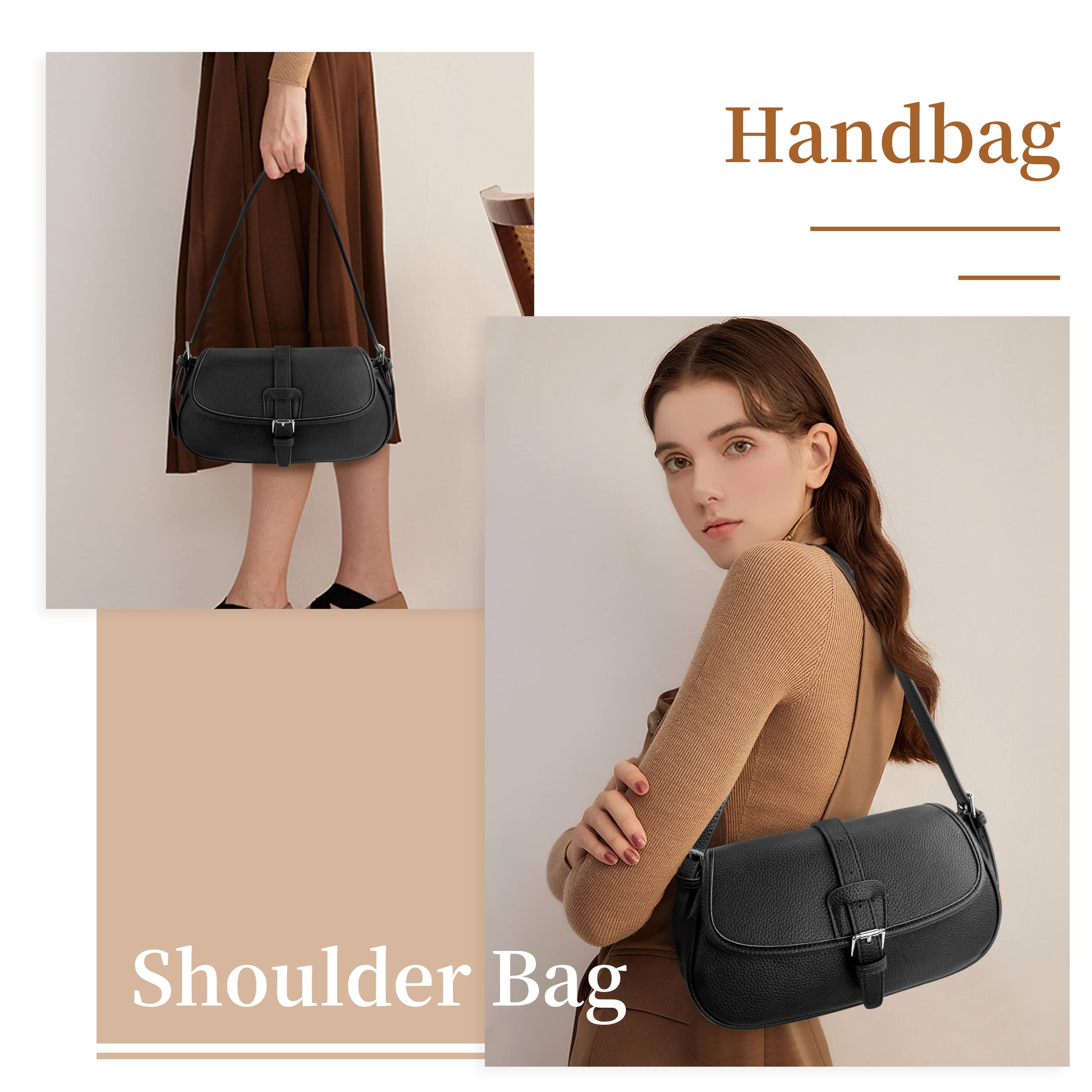 Whale Power Small Shoulder Bag for Women Fashion Faux Leather Purses Handbag Soft Lightweight Bags with Adjustable Strap